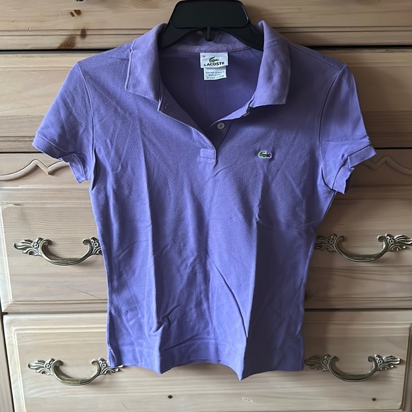 Lacoste | Tops | Lacoste Lavender Purple Crocodile Logo Short Sleeve ...